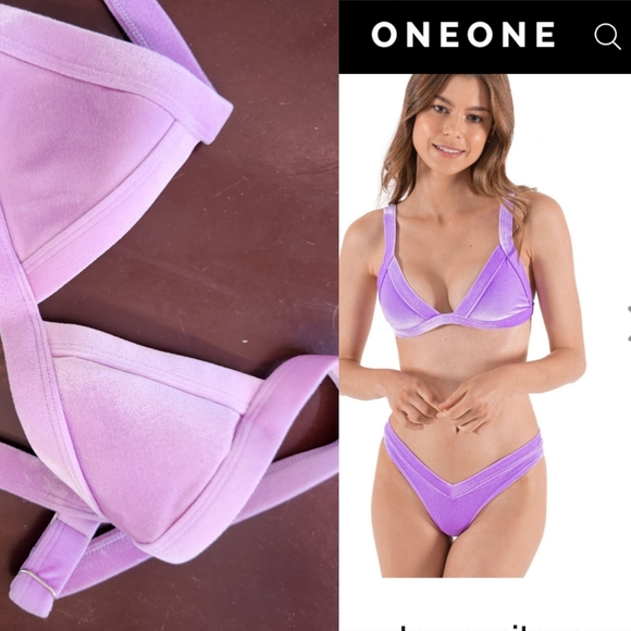 Oneone | Swim | Nwt Oneone Bold Lavender Velveteen Bikini Top Xs | Poshmark